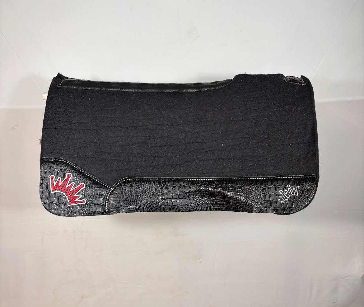 Black Kush Saddle Pad with Black Crocodile - Crown in White/Maroon ...